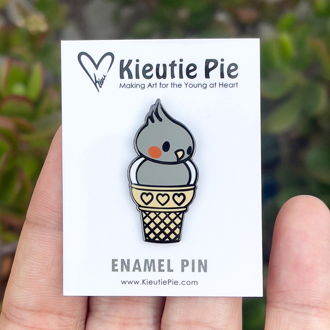 Female Grey Cockatiel Ice Cream Cone Hard Enamel Pin - Etsy
