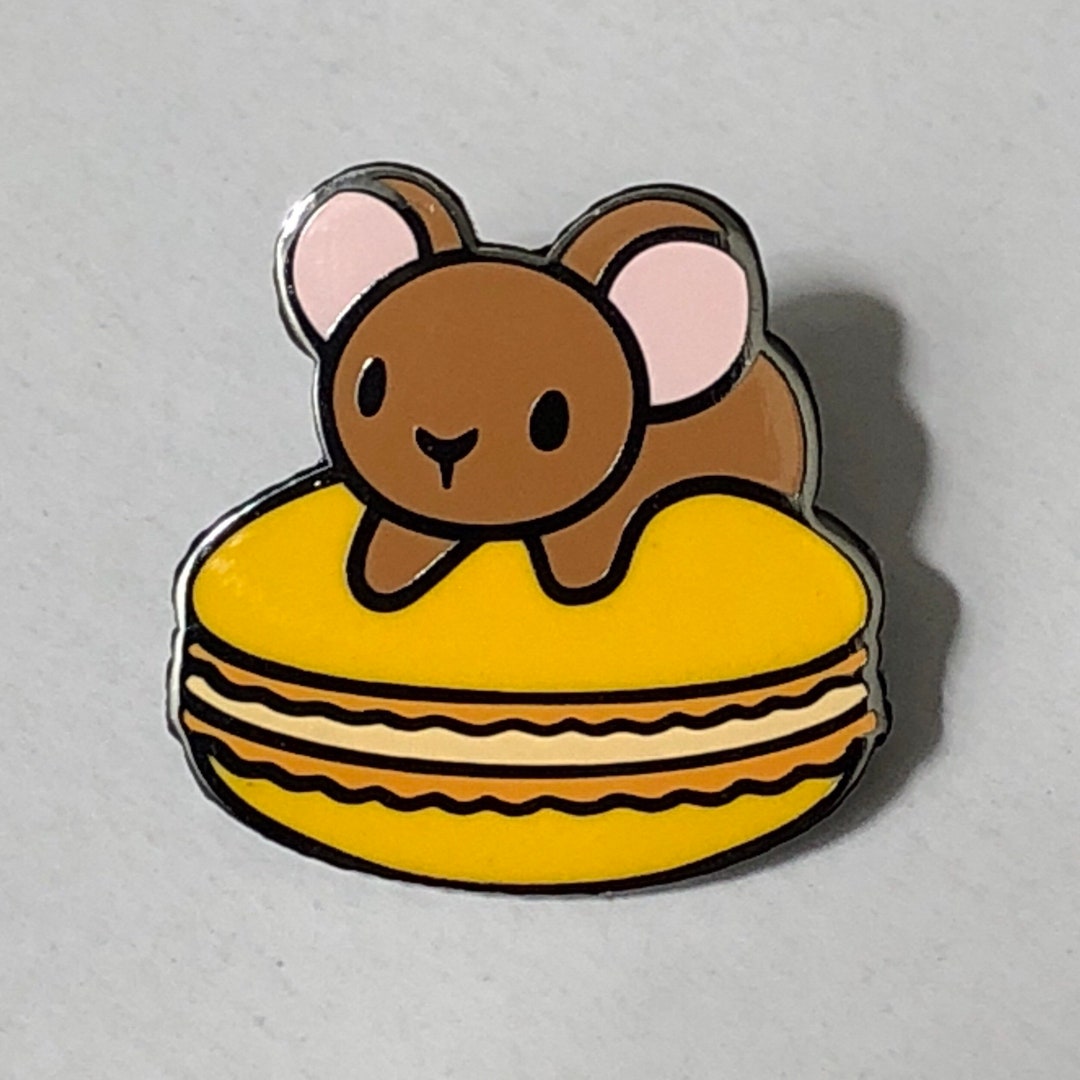 Mousecaron (orange) Hard Enamel Pin, Brown Mouse Pin, Orange Macaron ...