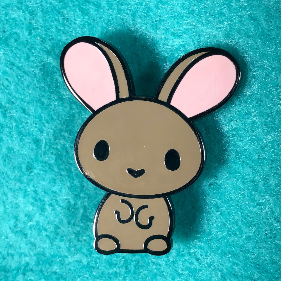 Cocoa Bunny Enamel Pin, All Ears Bunny, Brown Rabbit Pin, Bunny Art ...