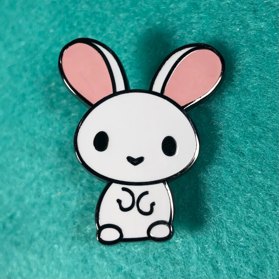 White Bunny Enamel Pin, All Ears Bunny, White Rabbit Pin, Bunny Art ...