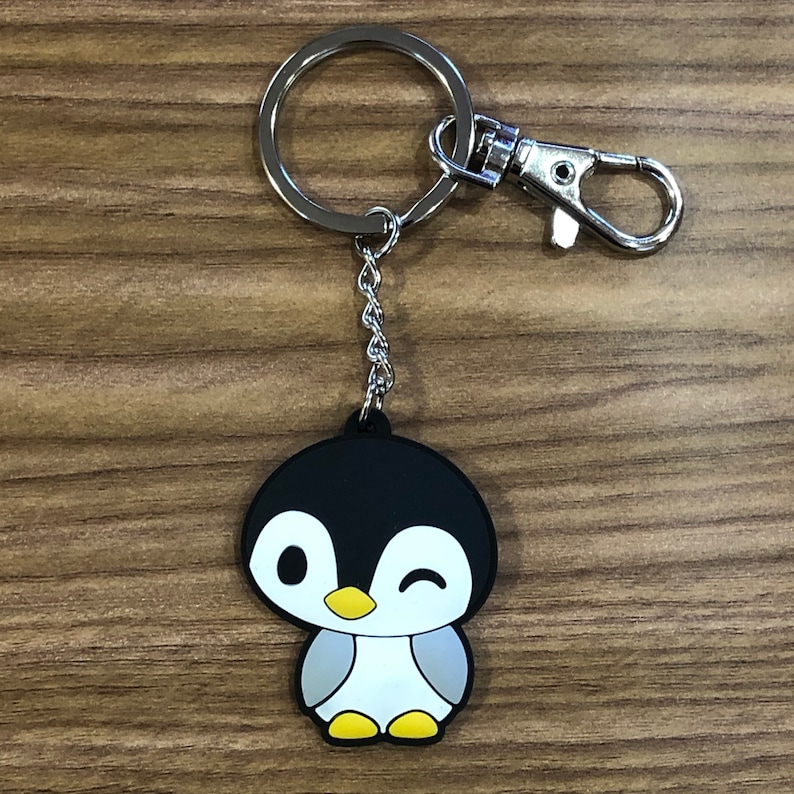 Pengy Keychain - Penguin Keychain, Winking Penguin, Cartoon Penguin ...