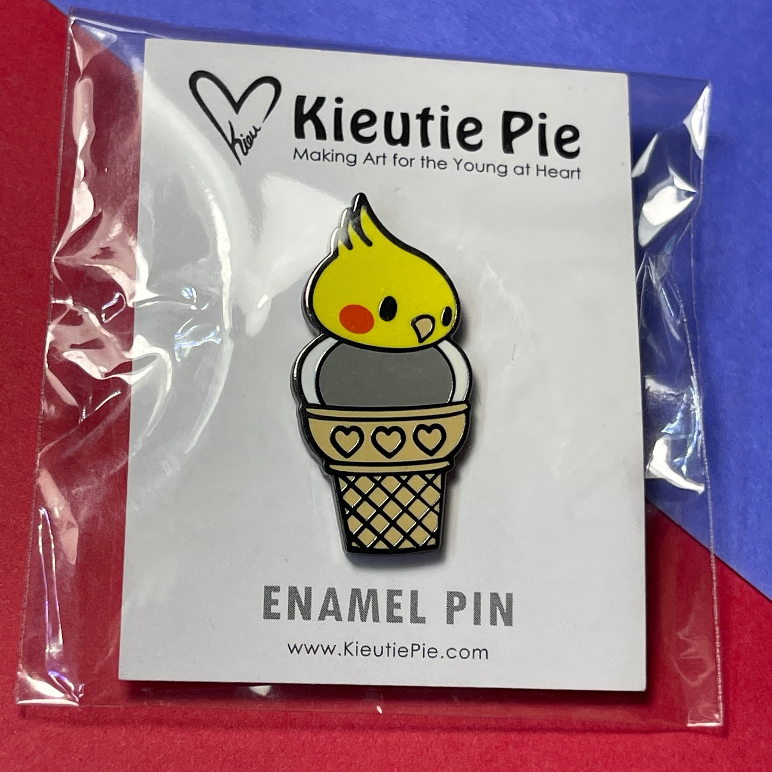 Grey Cockatiel Cone Pin, Ice Cream Cone Enamel Pin, Ice Cream Pin, Bird ...