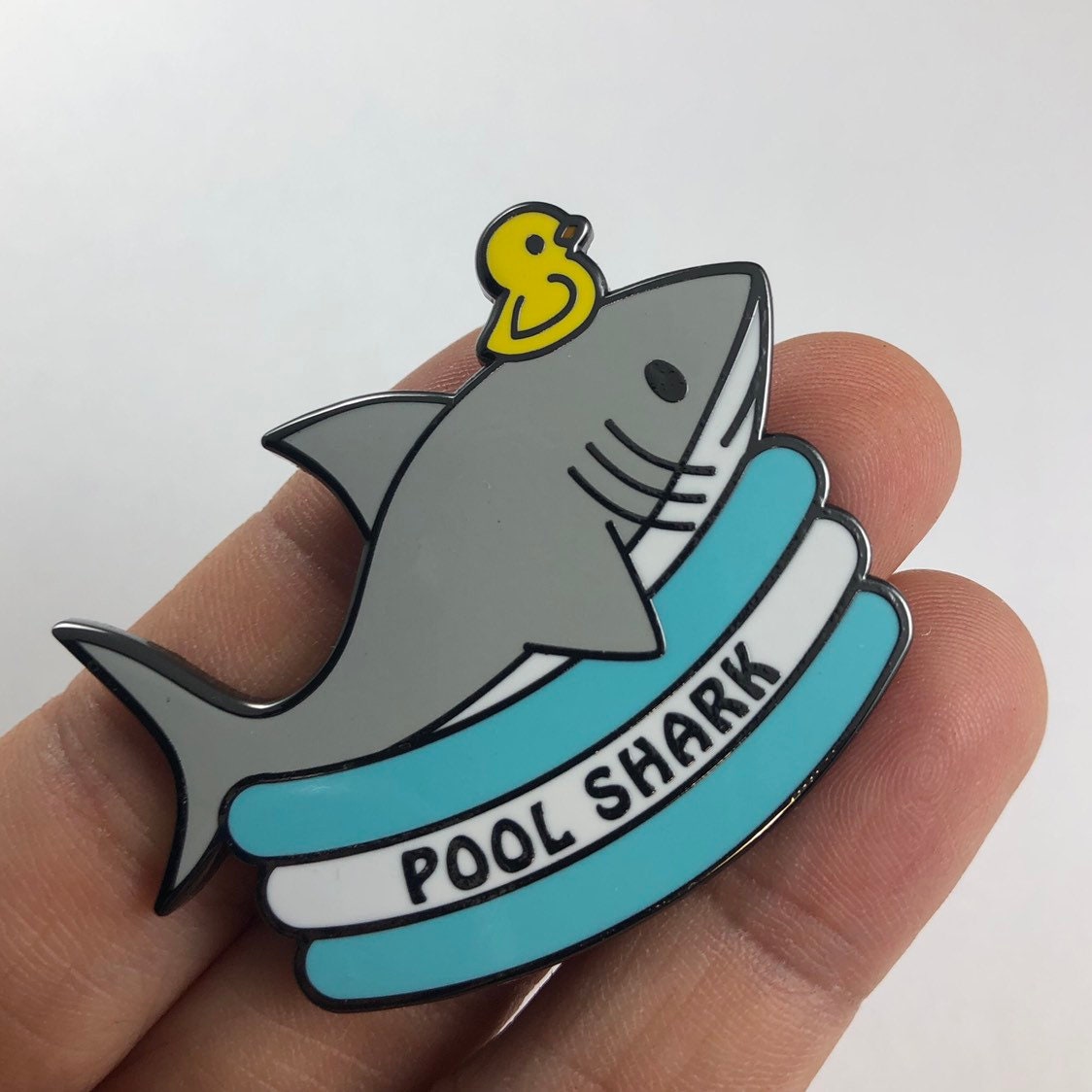 Pool Shark Hard Enamel Pin Shark Pin Rubber Ducky Pin Cute | Etsy