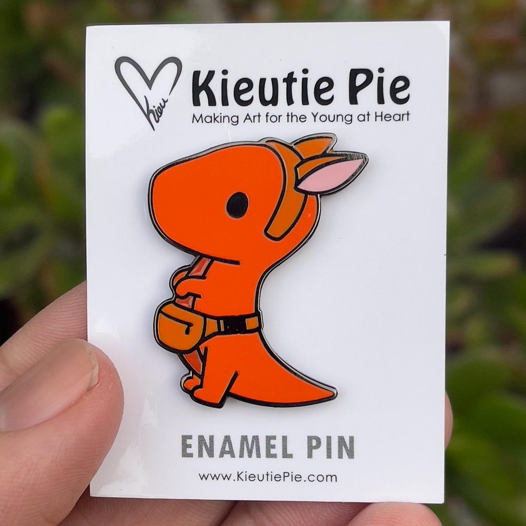 Kangaroo T-rex Imposter - Orange Hard Enamel Lapel Pin - Etsy