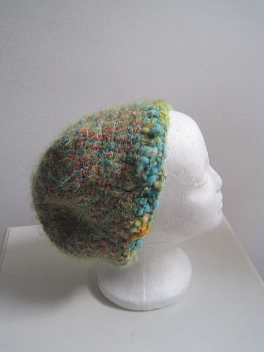 Blue Green Hat Handmade Hat Art Hat Blue Green Cap Mixed - Etsy