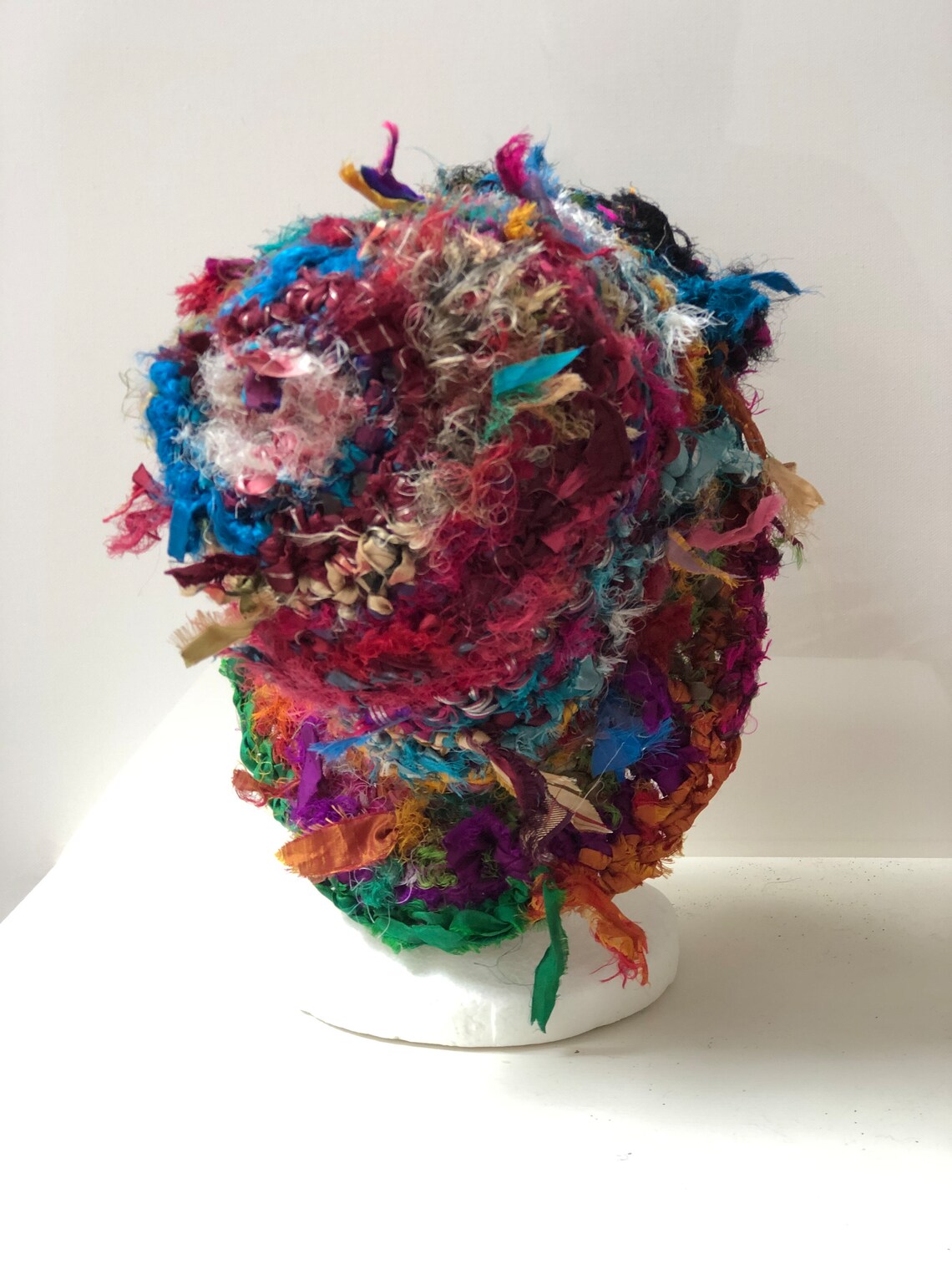 Multi Colored Hat Sari Scrap Hat Brimmed Hat Crocheted Hat Handmade Hat ...