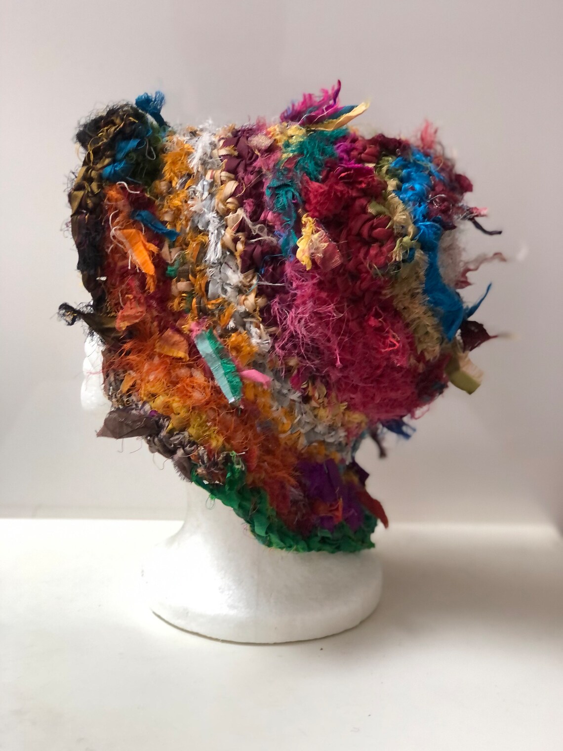 Multi Colored Hat Sari Scrap Hat Brimmed Hat Crocheted Hat Handmade Hat ...