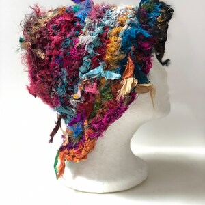 Multi Colored Hat Sari Scrap Hat Brimmed Hat Crocheted Hat Handmade Hat ...