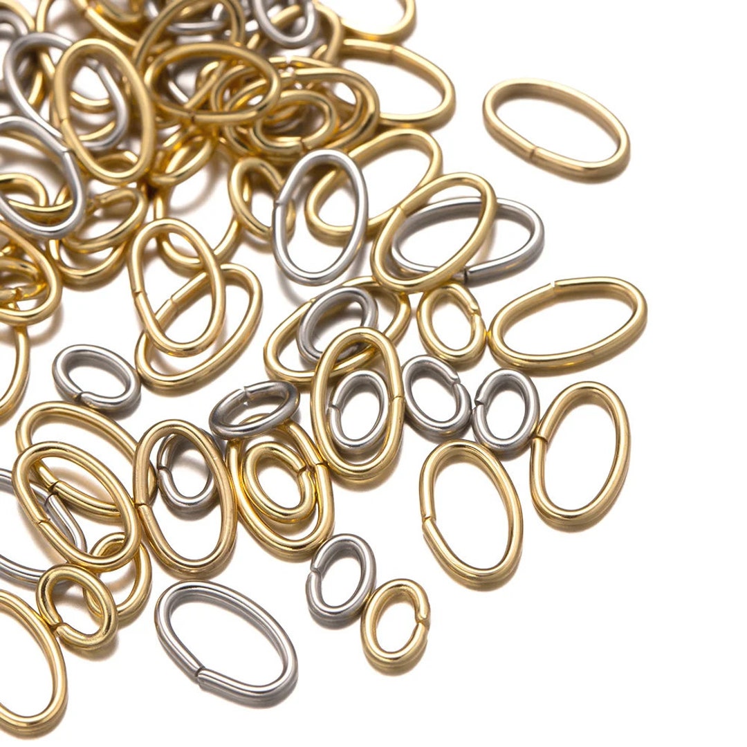 50pcs Gold Stainless Steel Oval Jump Rings: DIY Jewelry Supplies - Etsy