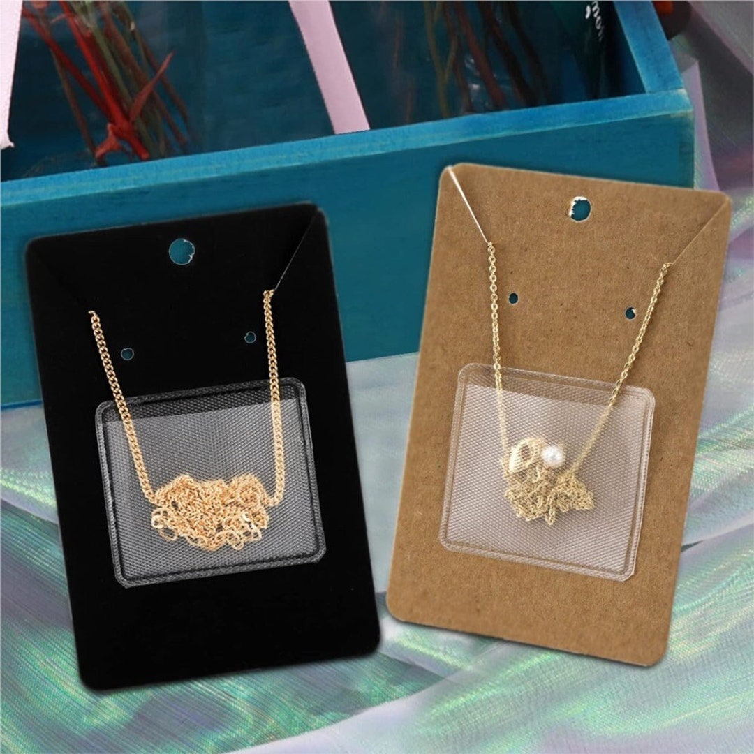Necklace Display Cards: Clear Adhesive Pouches, Jewelry Supplies (50pcs ...