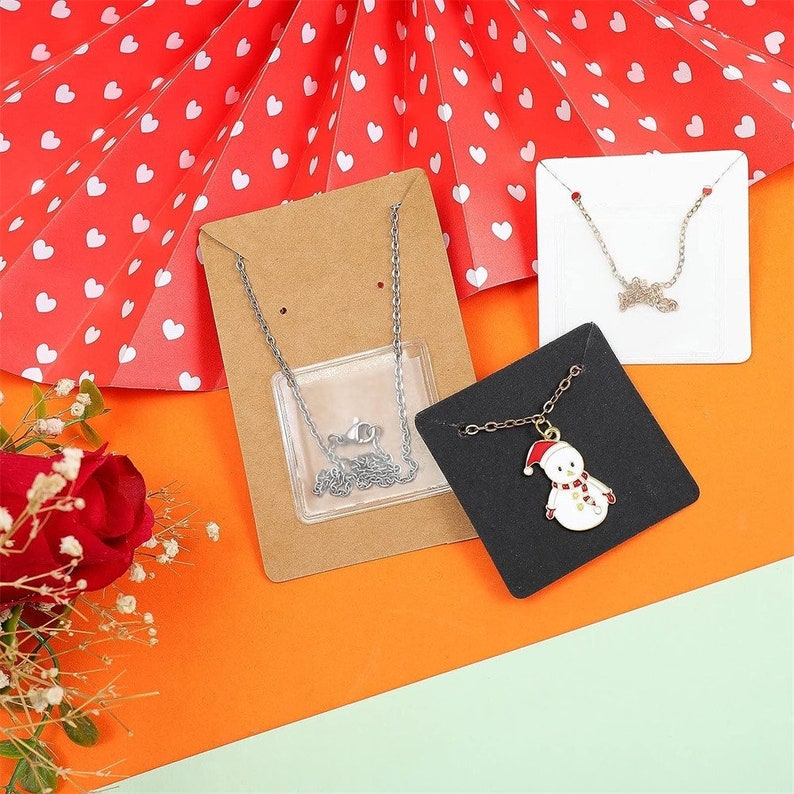Necklace Display Cards: Clear Adhesive Pouches, Jewelry Supplies (50pcs ...