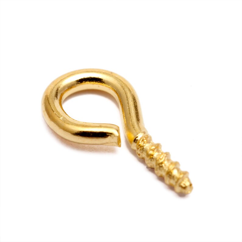 200pcs Small Tiny Mini Eye Pins Eyepin Hook Eyelets Screw Threaded Gold ...