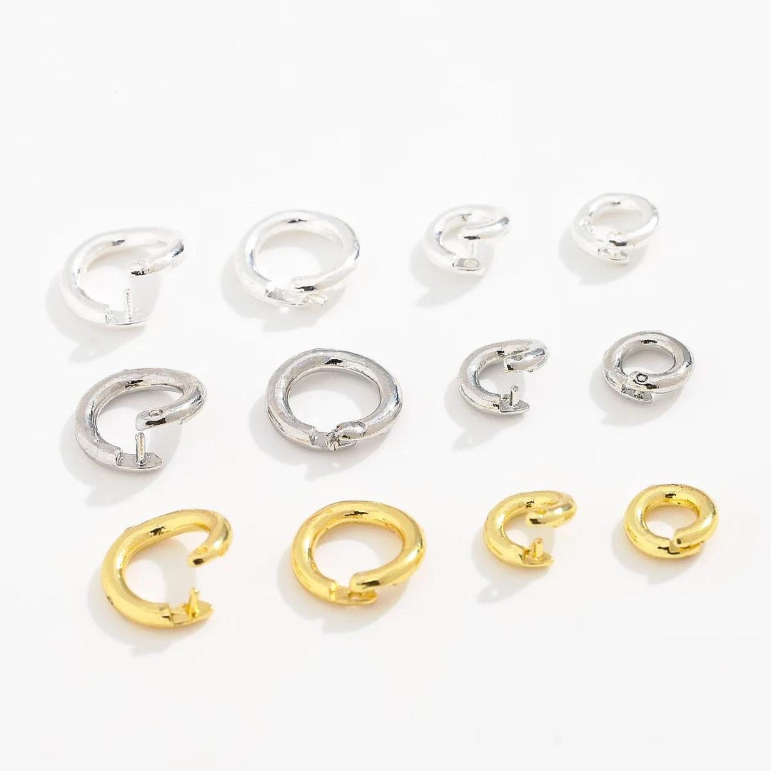 10pcs 18K Gold Plated Brass Locking Split Jump Ring Round Open ...