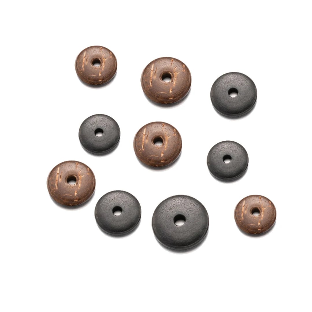 50pcs Brown Coconut Shell Oblate Flat Spacer Loose Beads for DIY ...