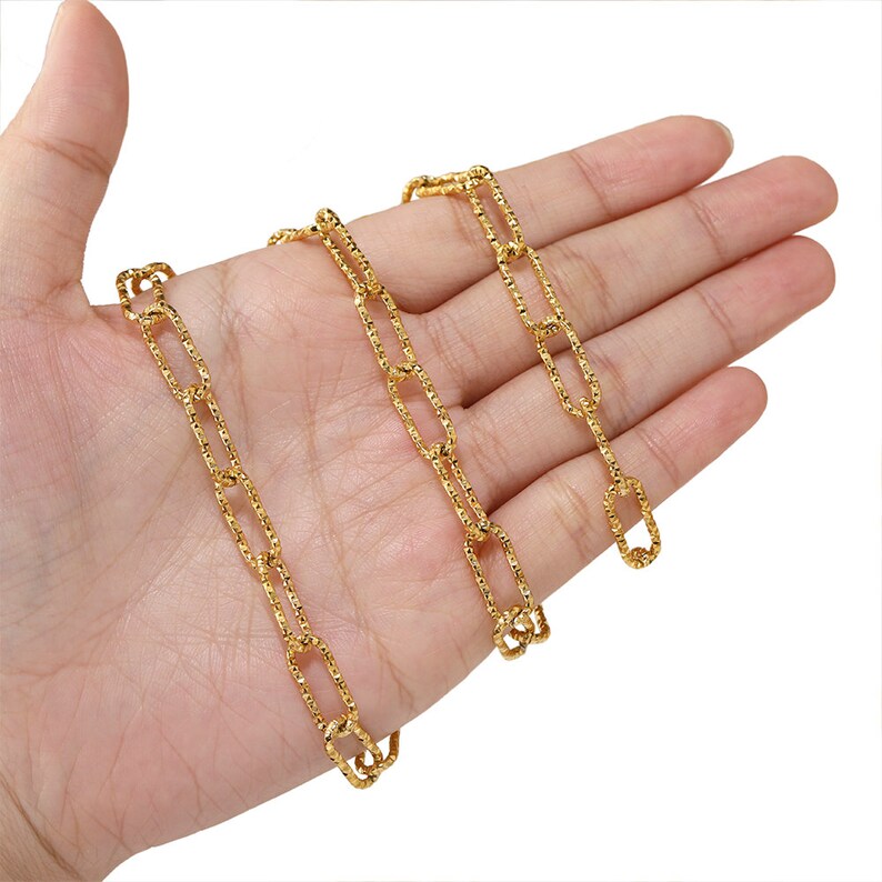 Gold Stainless Steel Embossed Oval Cable Chain, DIY Jewelry Making - Etsy