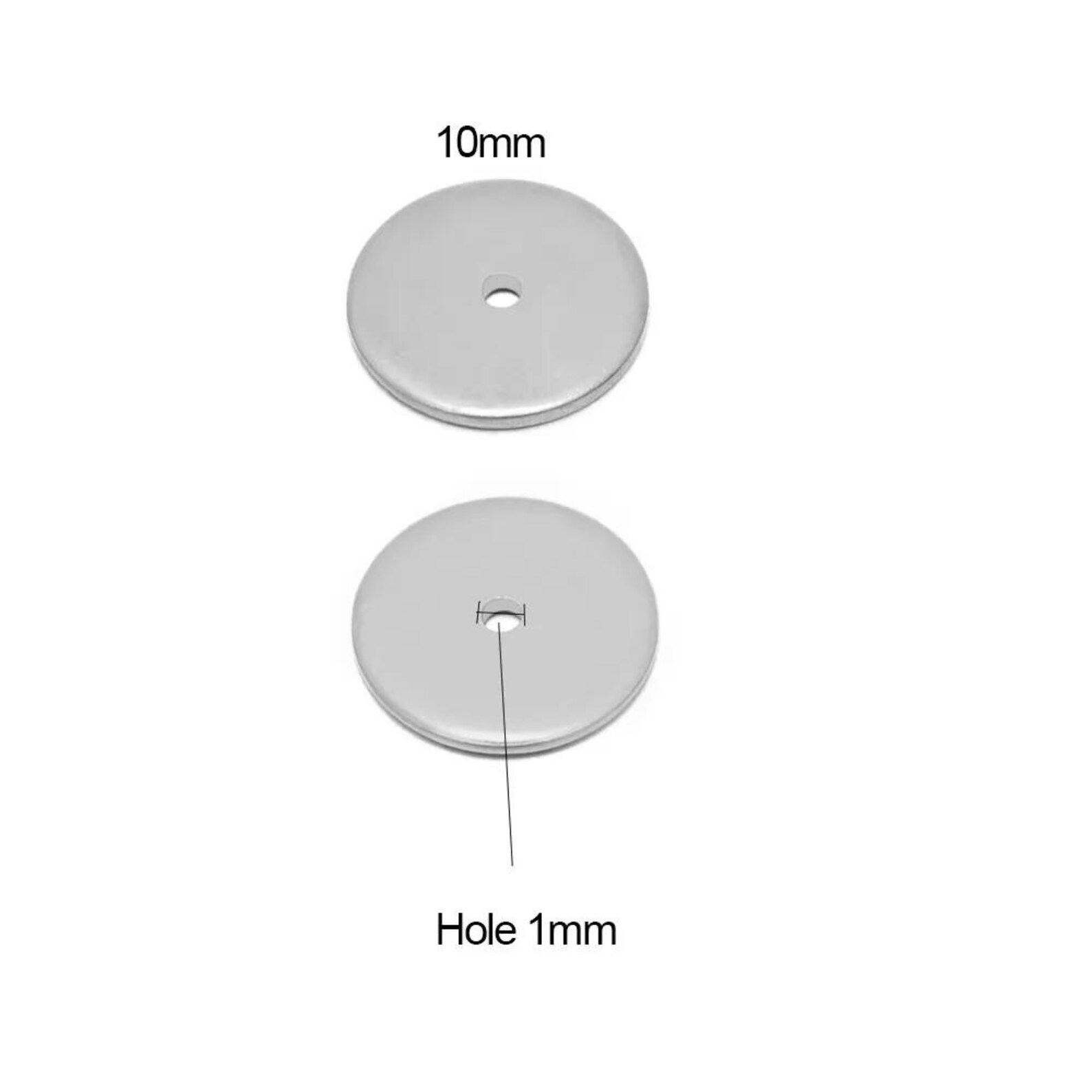 50 Pcs Stainless Steel Flat Disc Spacer Beads - 6mm/8mm/10mm DIY ...