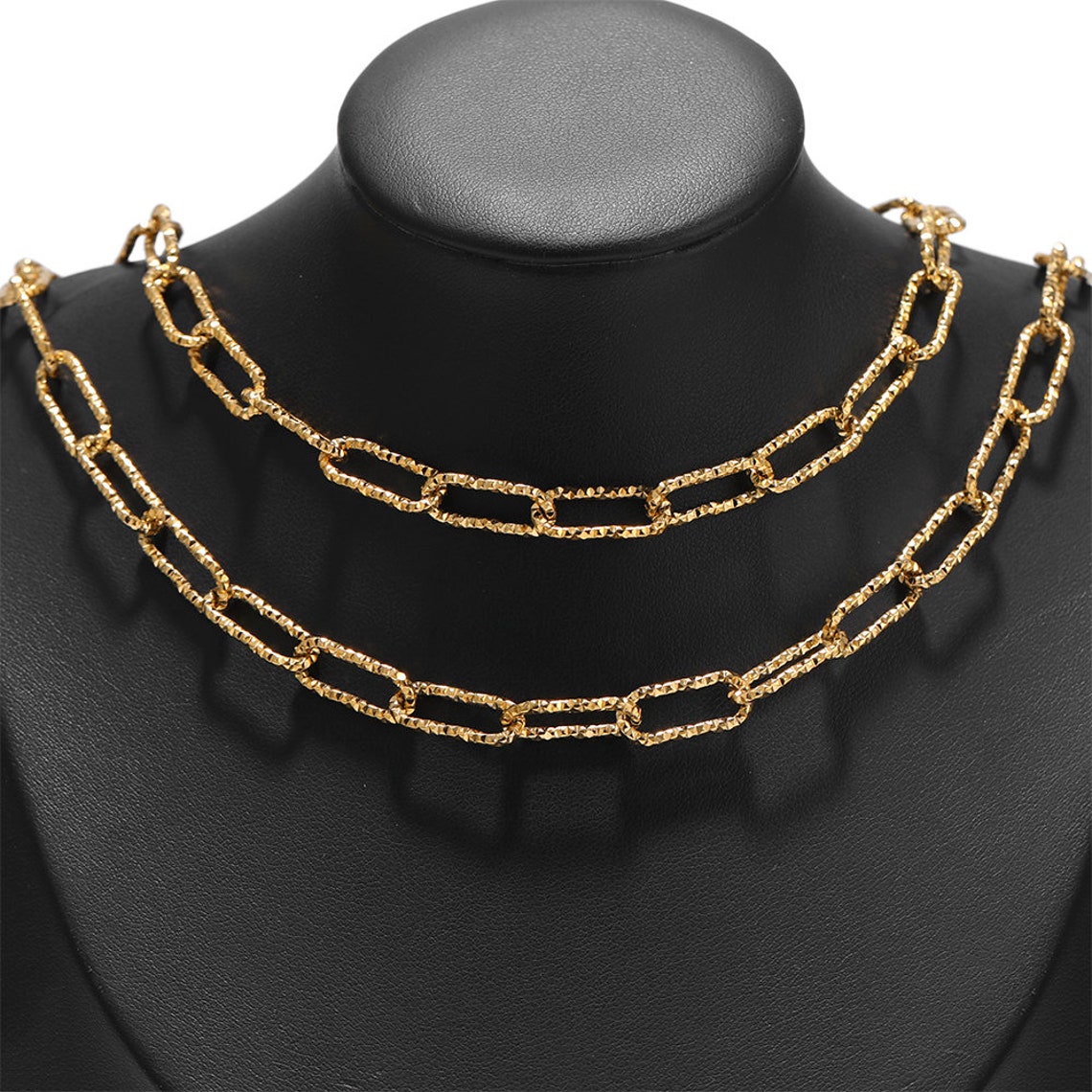 Gold Stainless Steel Embossed Oval Cable Chain, DIY Jewelry Making - Etsy