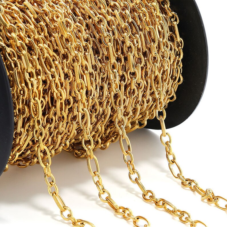 Stainless Steel 1 Meter Chains Cable Style Gold Chains DIY for Necklace ...