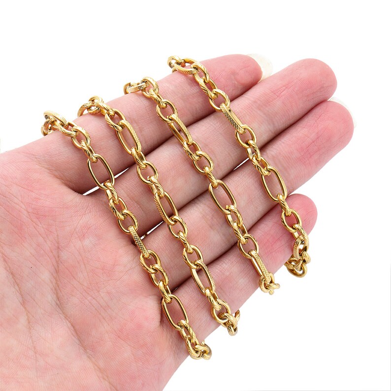 Stainless Steel 1 Meter Chains Cable Style Gold Chains DIY for Necklace ...