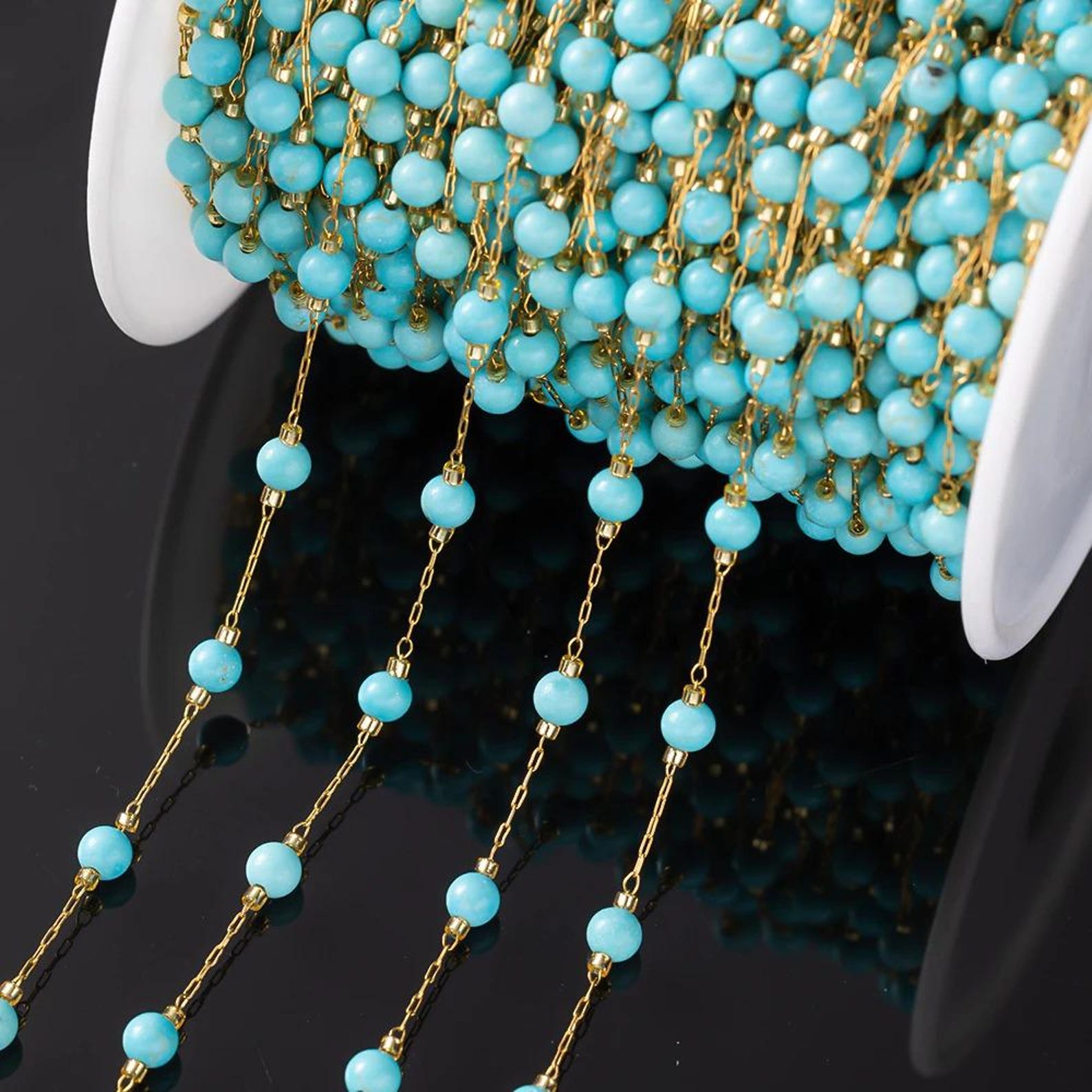 Colorful Stone Bead Chain, Stainless Steel Jewelry Making (1 Meter) - Etsy