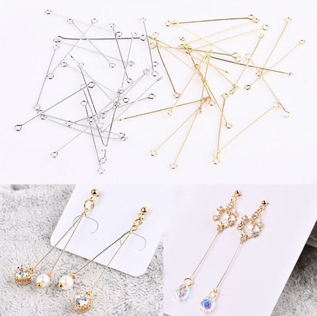 100pcs Double Eye Head Pins, KC Gold & Rhodium Jewelry Findings - Etsy