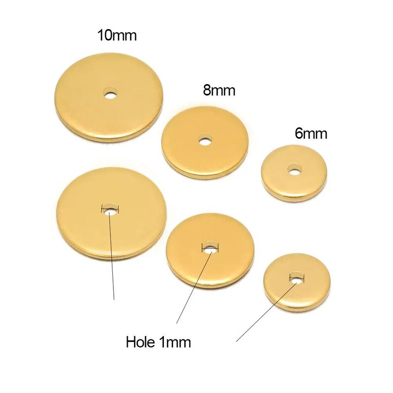 50 Pcs Stainless Steel Flat Disc Spacer Beads - 6mm/8mm/10mm DIY ...