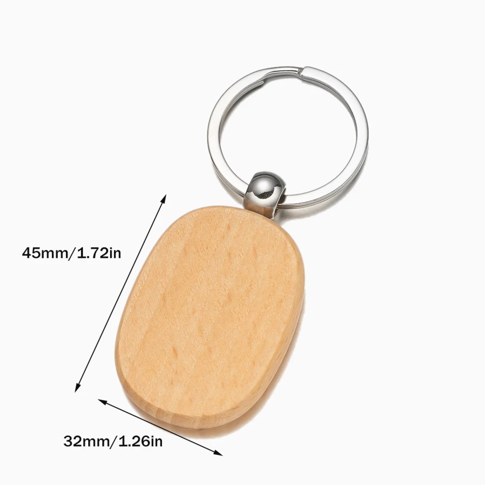 5pcs Unfinished Blank Wood Heart Round Key Tag Chain Rectangle ...