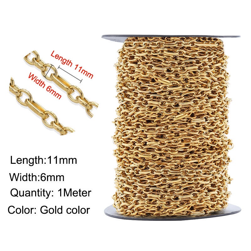 Stainless Steel 1 Meter Chains Cable Style Gold Chains DIY for Necklace ...