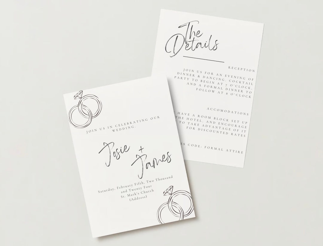 Editable Wedding Ring Wedding Invitation Template, Printable, Wedding ...