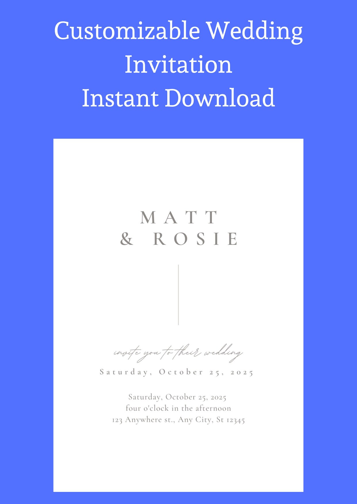 Editable Wedding Invitation Template, Printable, Wedding Invitation ...