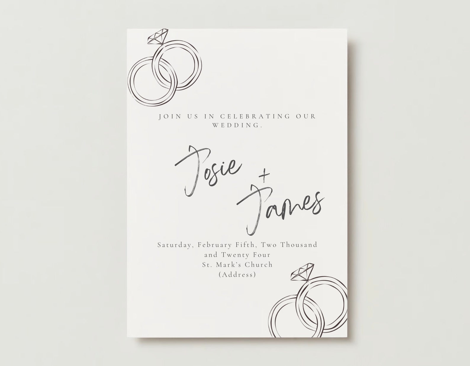 Editable Wedding Ring Wedding Invitation Template, Printable, Wedding ...