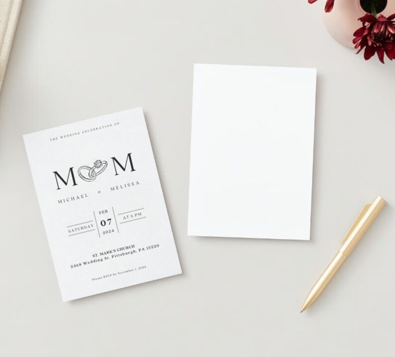Editable Wedding Ring Wedding Invitation Template, Printable, Wedding ...
