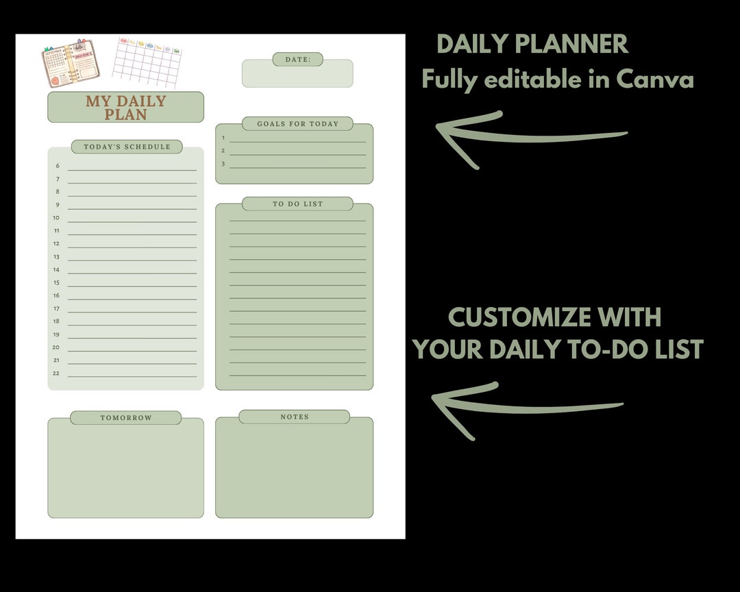 Personal Daily Planner, Planner, Plan Your Day, Schedule, Editable ...