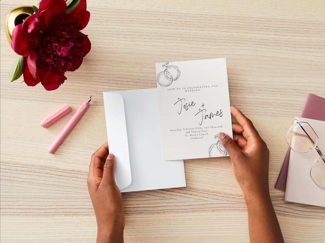 Editable Wedding Ring Wedding Invitation Template, Printable, Wedding ...