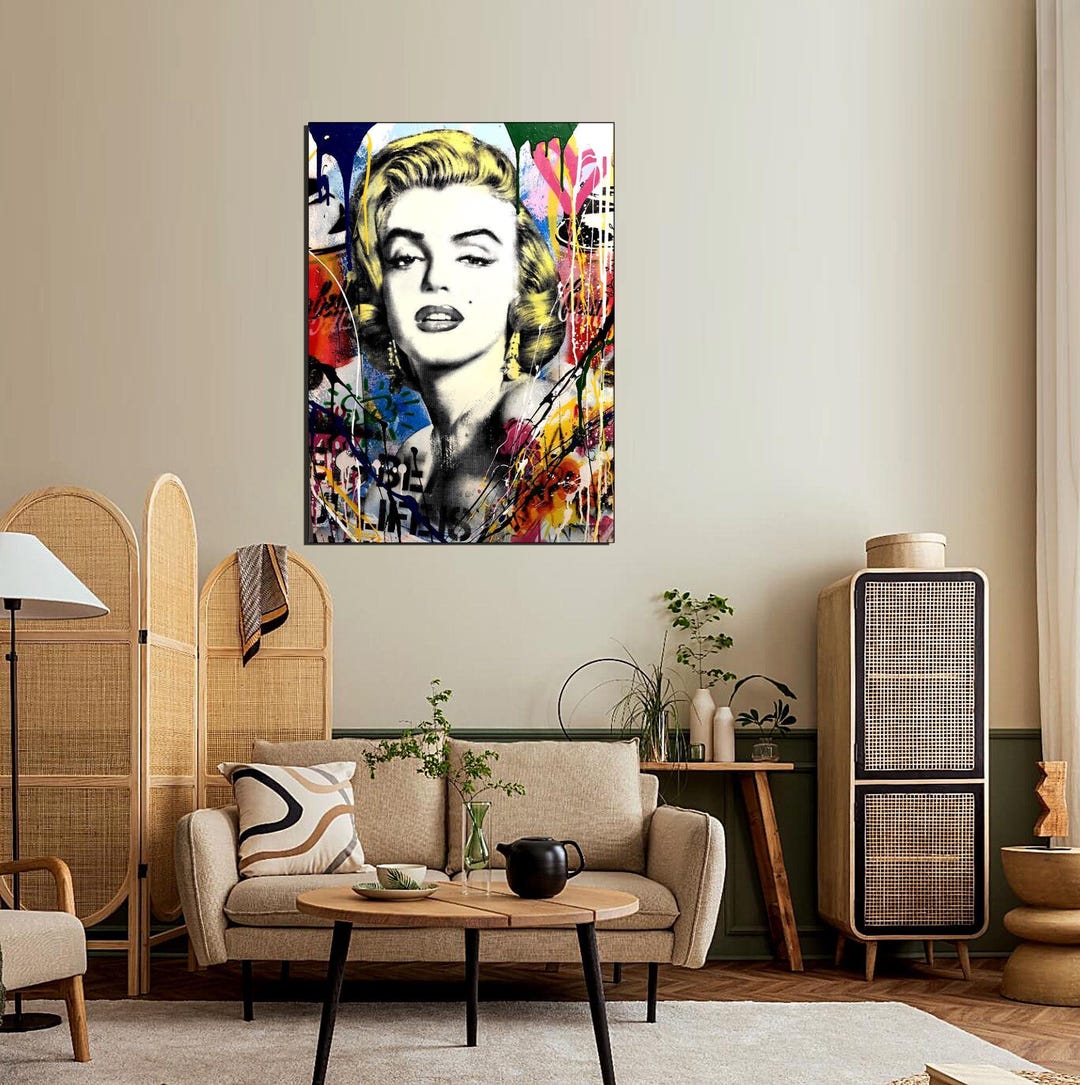 Marilyn Monroe Pop Art Oil Painting, Blonde Bombshell %100 Hand Painted ...