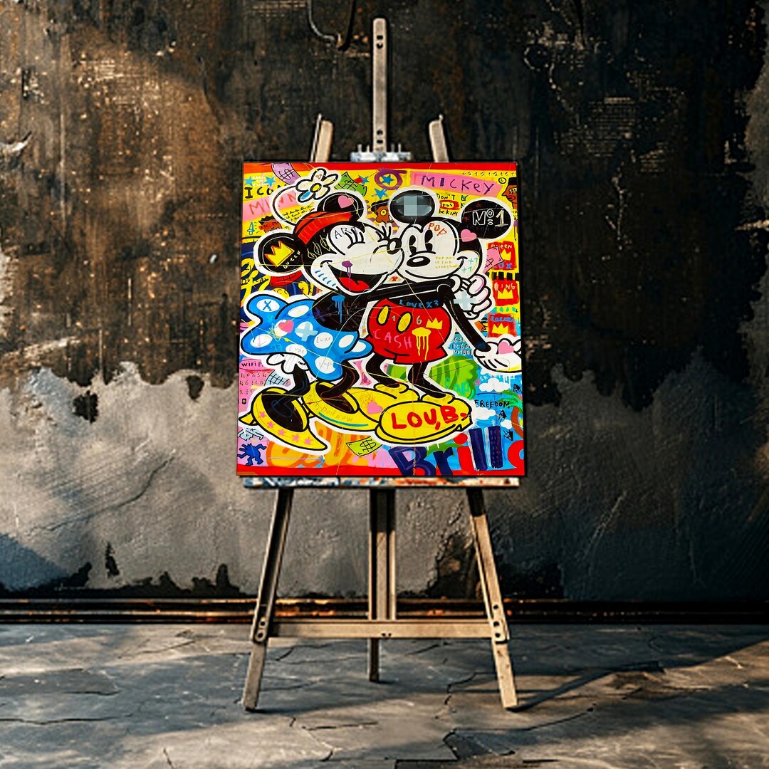 Mickey Mouse Pop Art Oil Painting, Valentines Day Gift %100 Hand ...