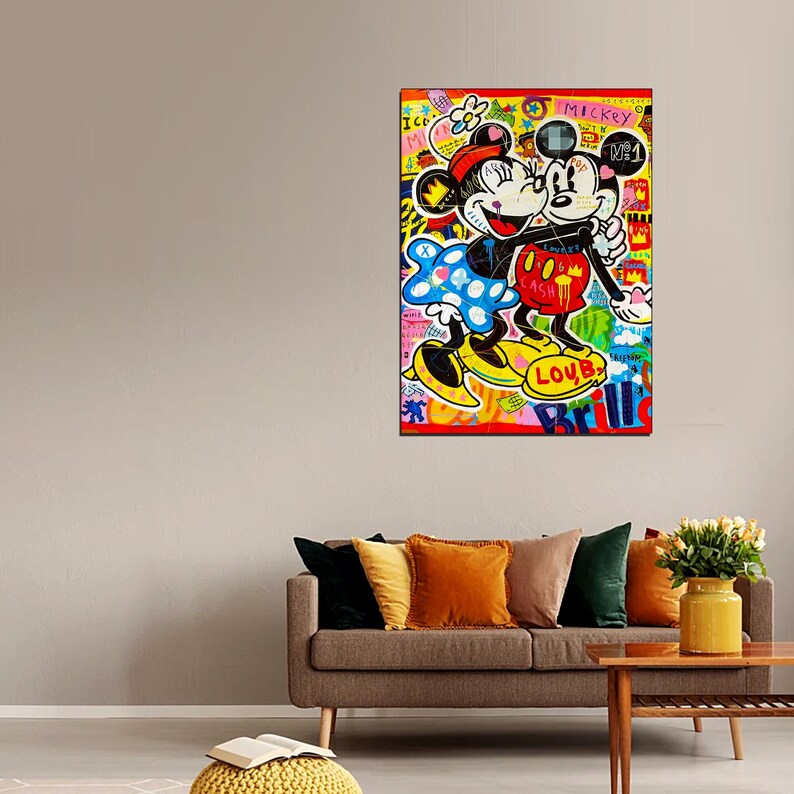 Mickey Mouse Pop Art Oil Painting, Valentines Day Gift %100 Hand ...