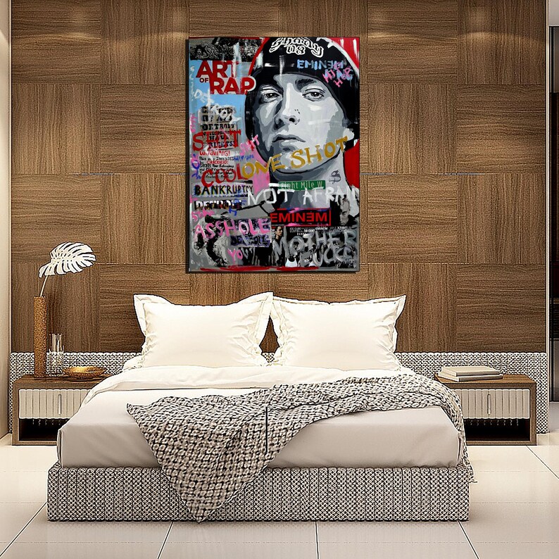 Eminem Pop Art Oil Painting, Slim Shady %100 Hand Painted Modern Art ...