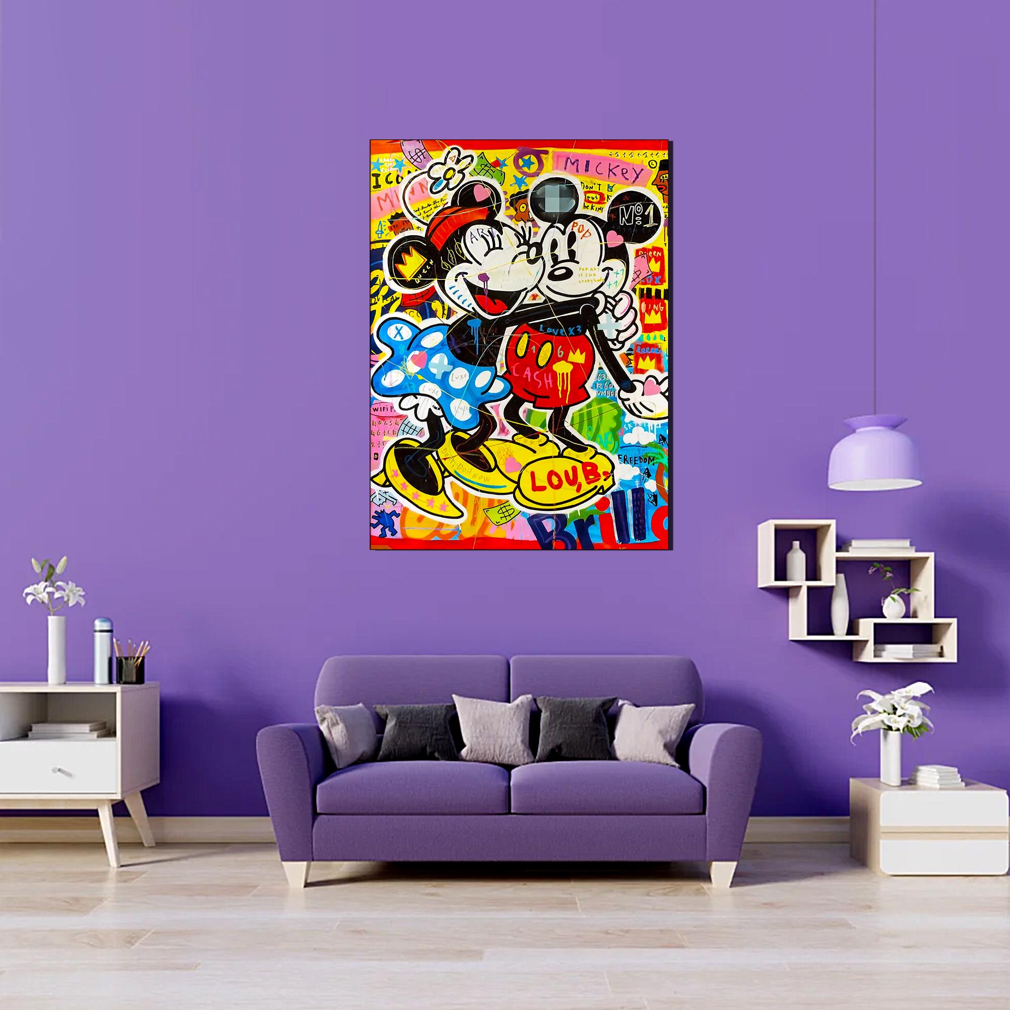 Mickey Mouse Pop Art Oil Painting, Valentines Day Gift %100 Hand ...