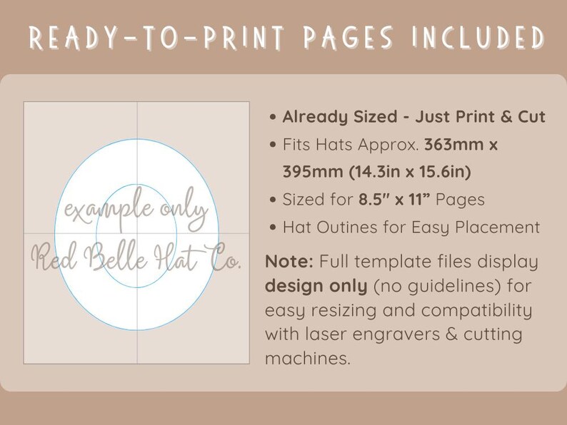 Printable Template for Wide Brim Hat, DIY Western Stencil Pattern With ...