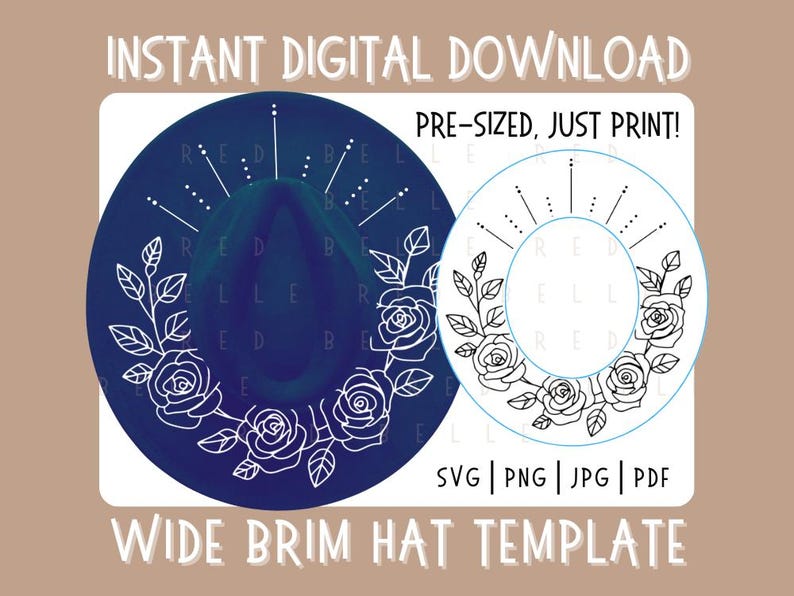 Printable Template for Wide Brim Hat, DIY Boho Stencil Pattern With ...
