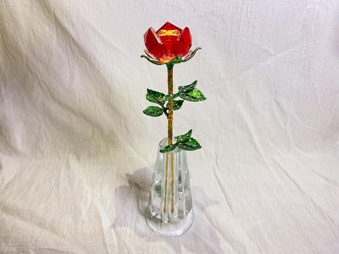 Glass Rose Flower, Red Crystal Rose, Beautiful Flowers, Home Decoration ...