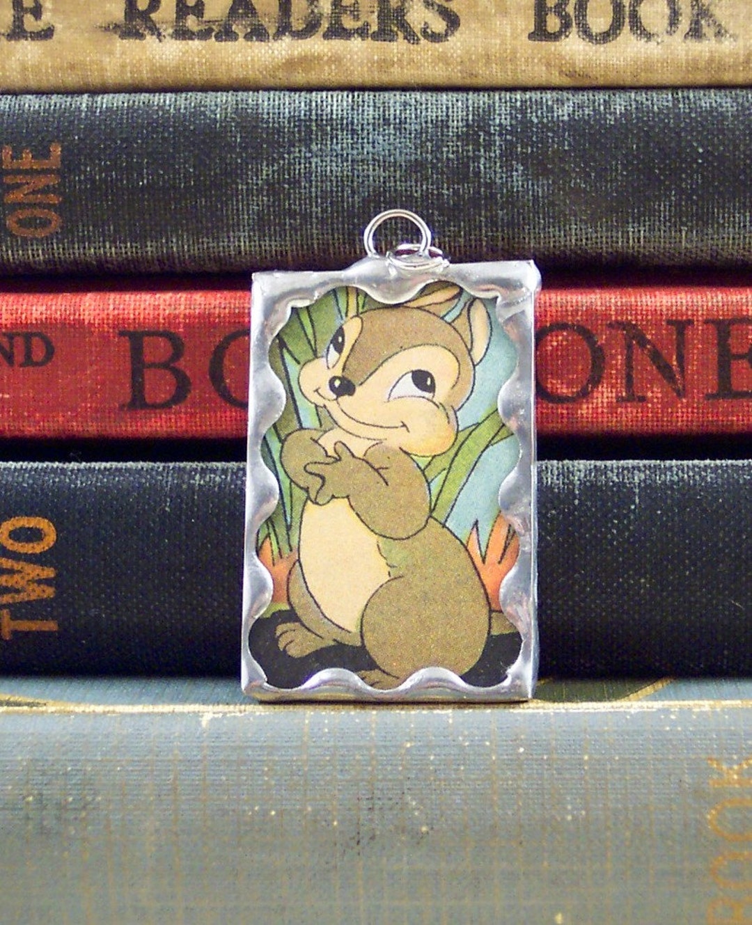 Chipmunk Pendant - Soldered Glass Charm With Vintage Book Illustration ...