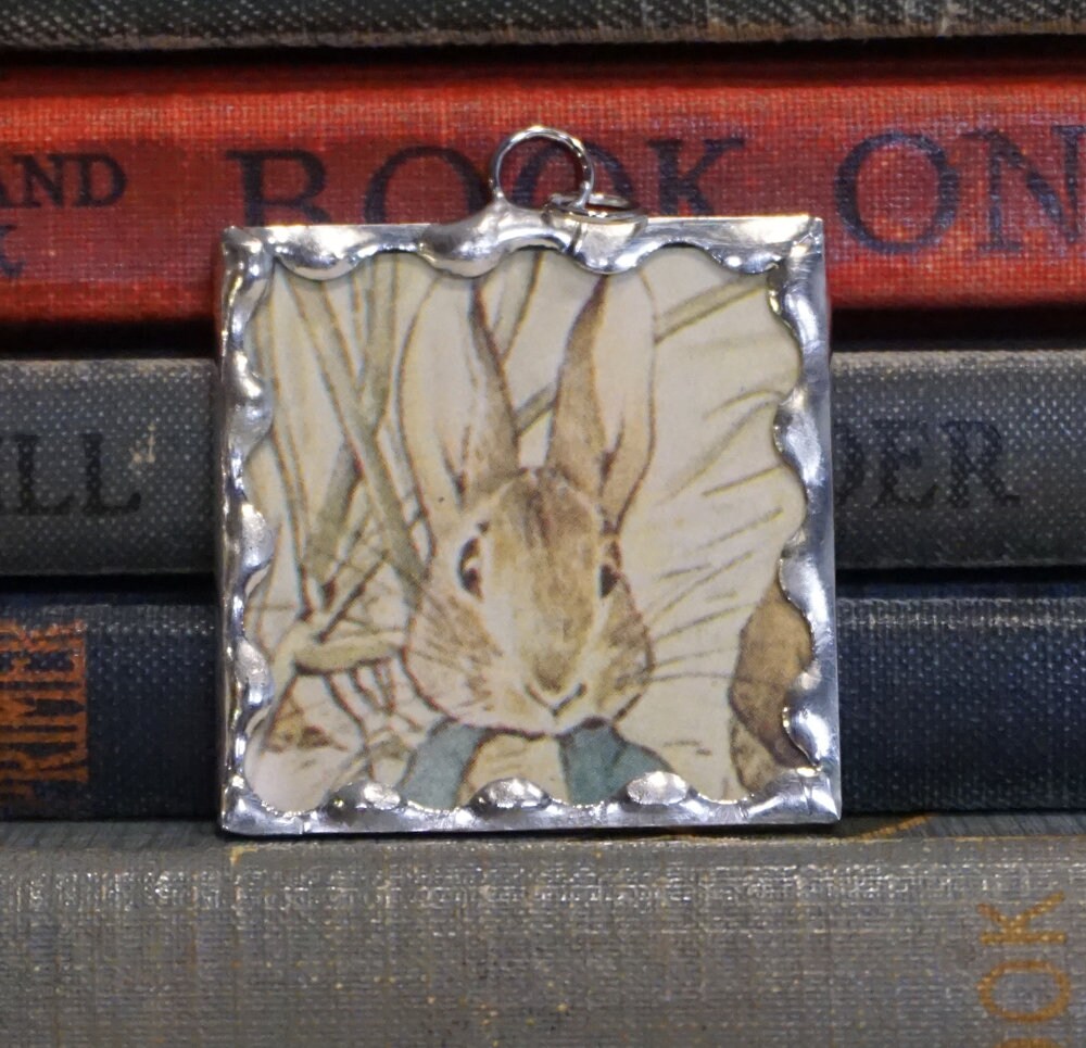 Peter Rabbit Pendant Soldered Glass Pendant Vintage Beatrix Potter Book ...