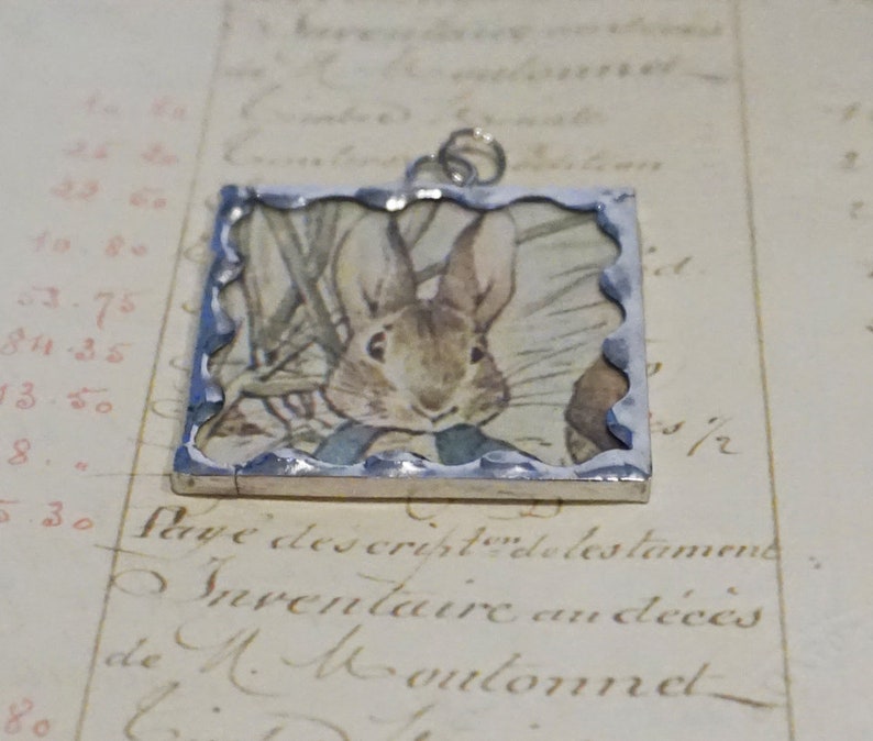 Peter Rabbit Pendant Soldered Glass Pendant Vintage Beatrix Potter Book ...
