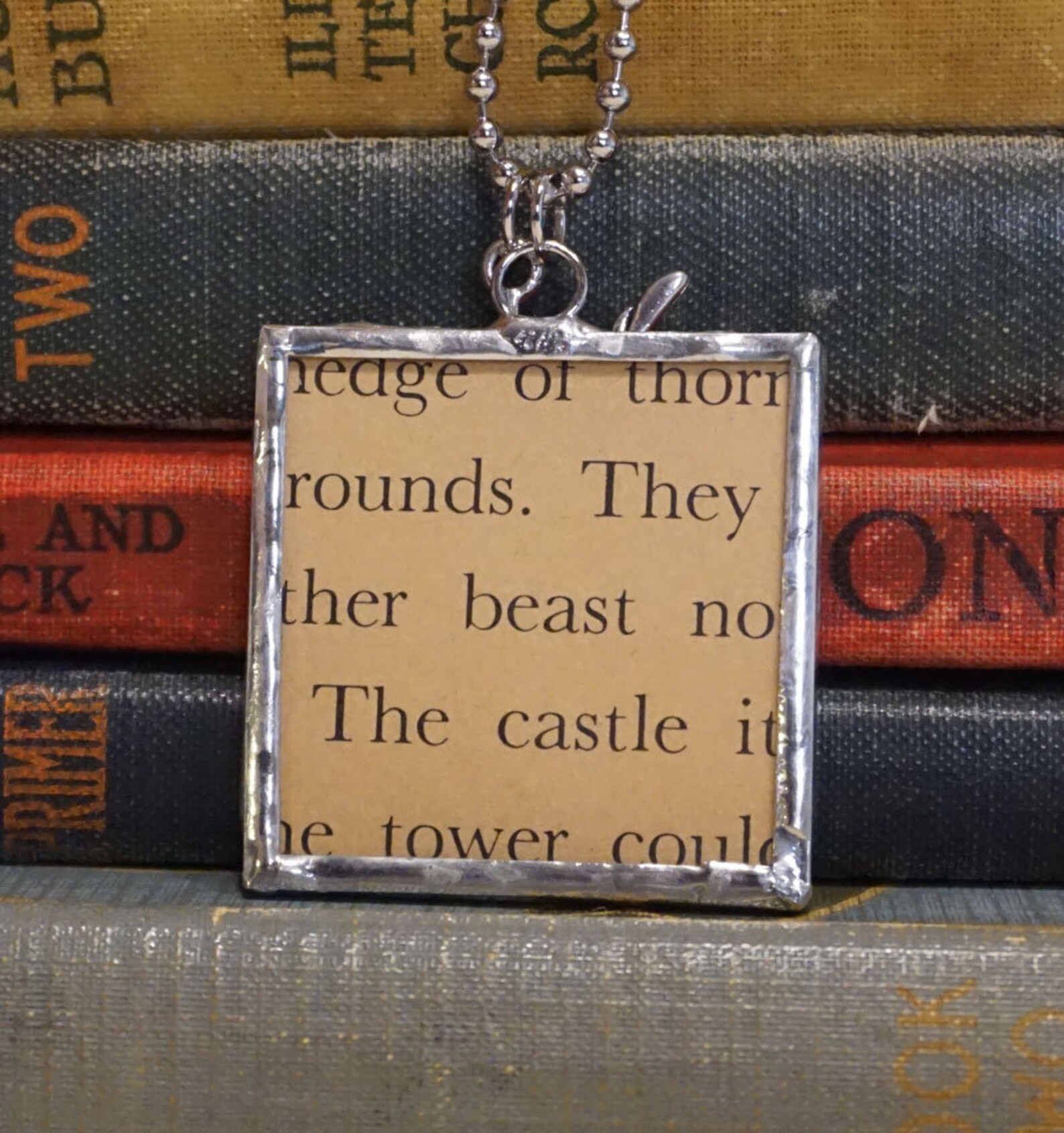 Fairy Tale Castle Charm Necklace Soldered Glass Pendant Fantasy Castle ...