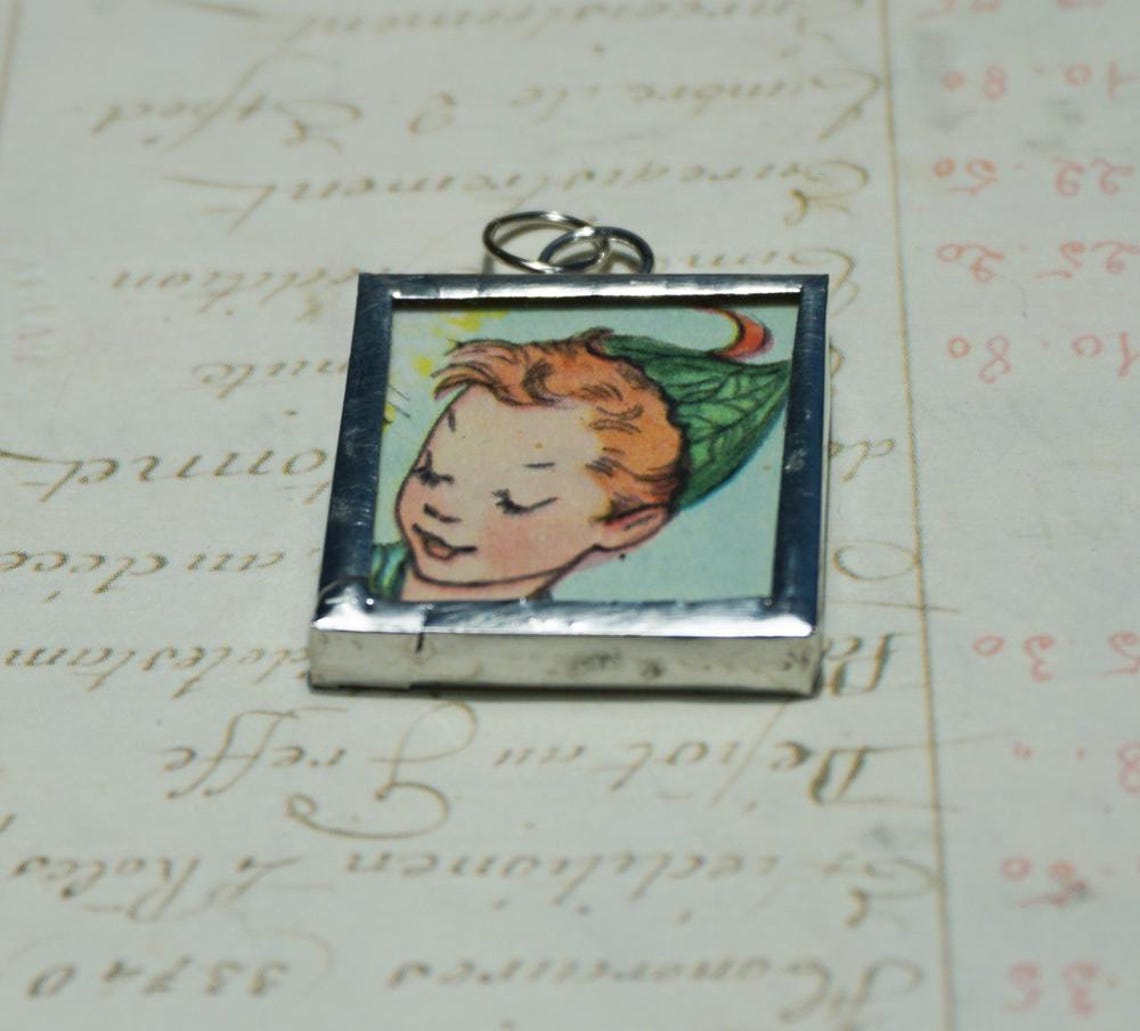 Peter Pan and Tinker Bell Pendant - Fairy Tale Charm - Vintage Story ...