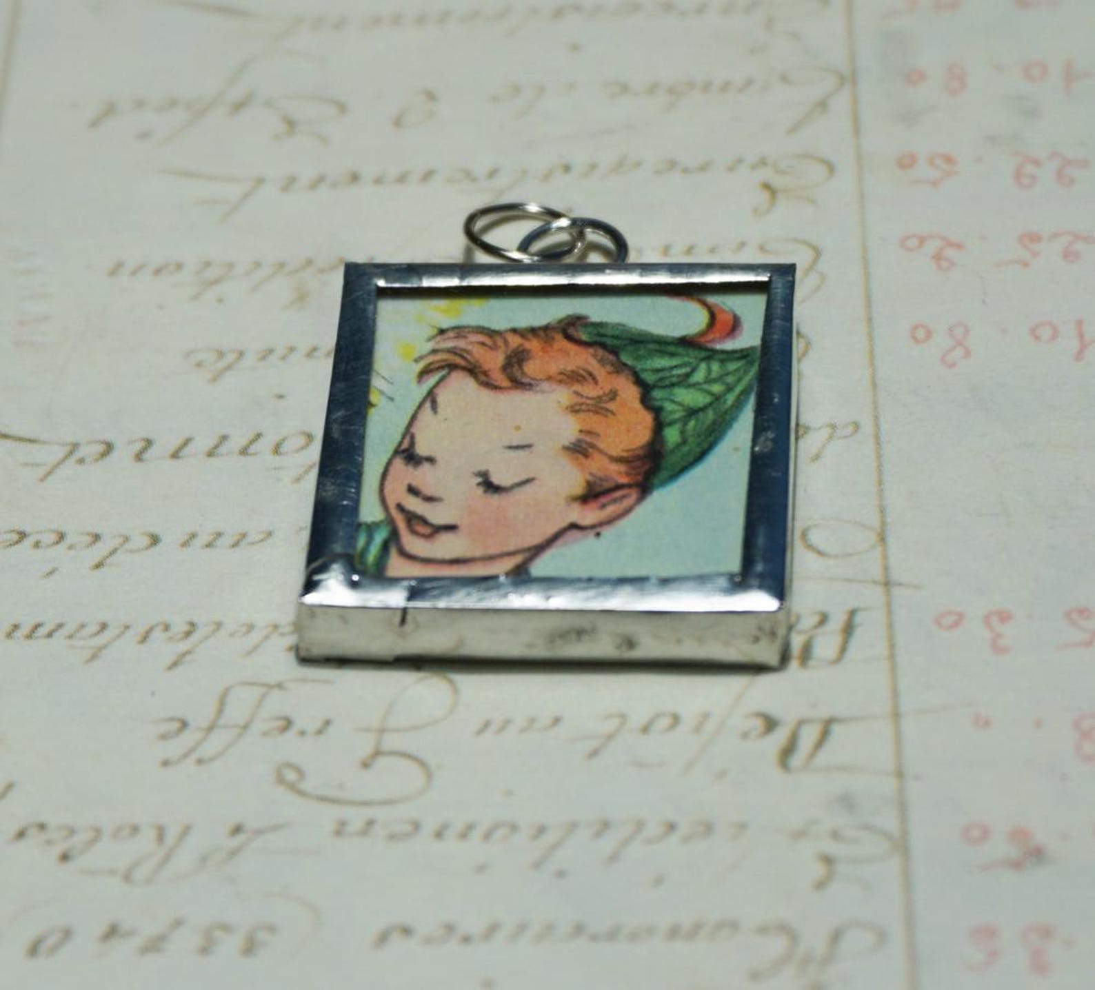 Peter Pan and Tinker Bell Pendant - Fairy Tale Charm - Vintage Story ...