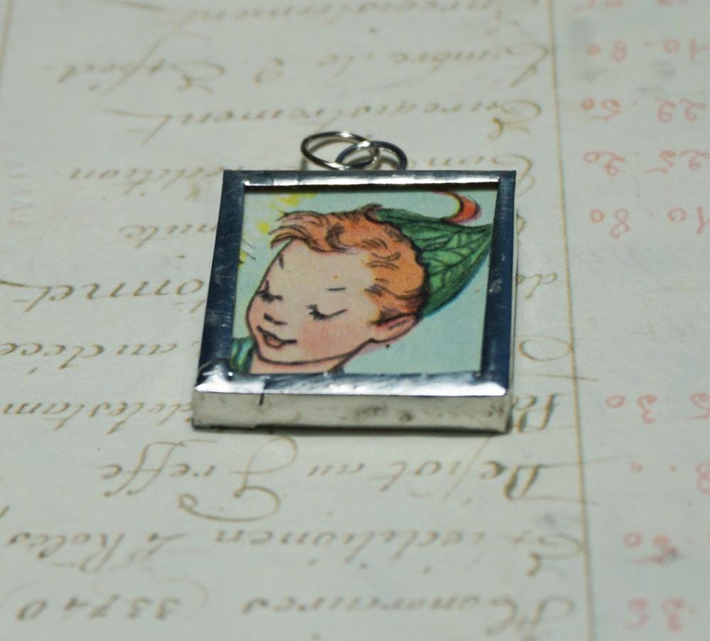Peter Pan and Tinker Bell Pendant - Fairy Tale Charm - Vintage Story ...