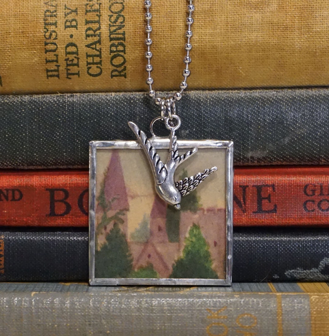 Fairy Tale Castle Charm Necklace - Soldered Glass Pendant - Fantasy ...